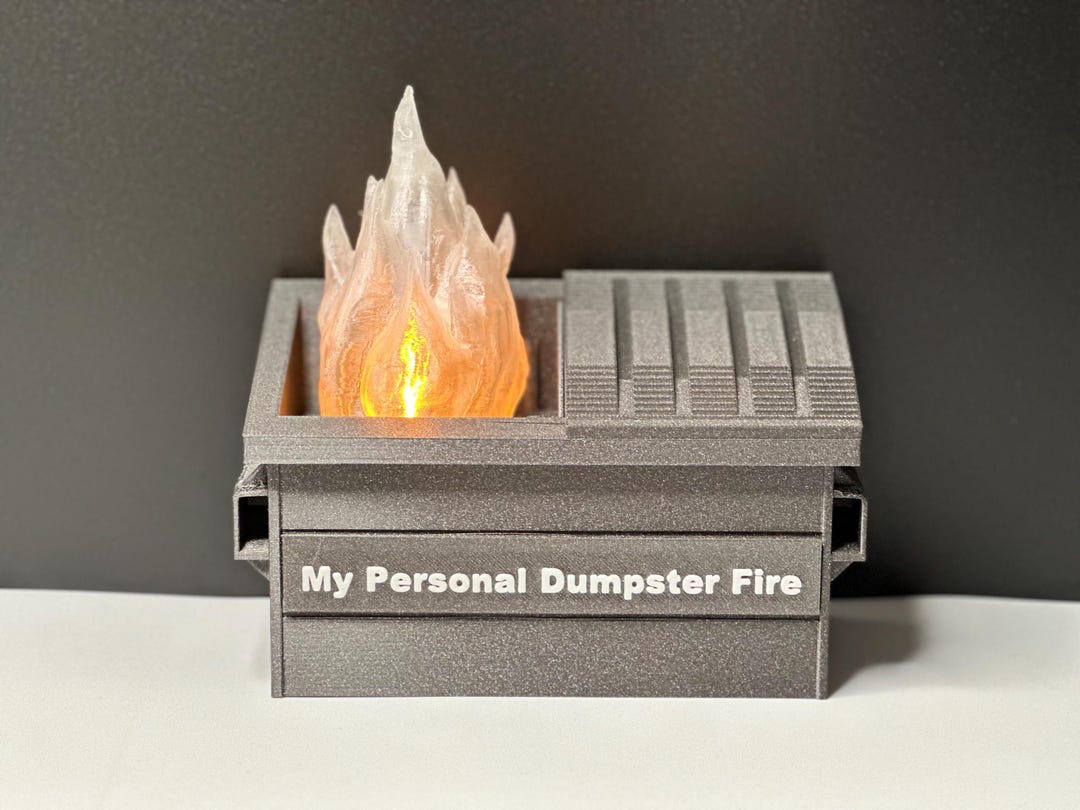 Pen Holder Dumpster Fire Desk Organizer Custom LED Lamp - Etsy