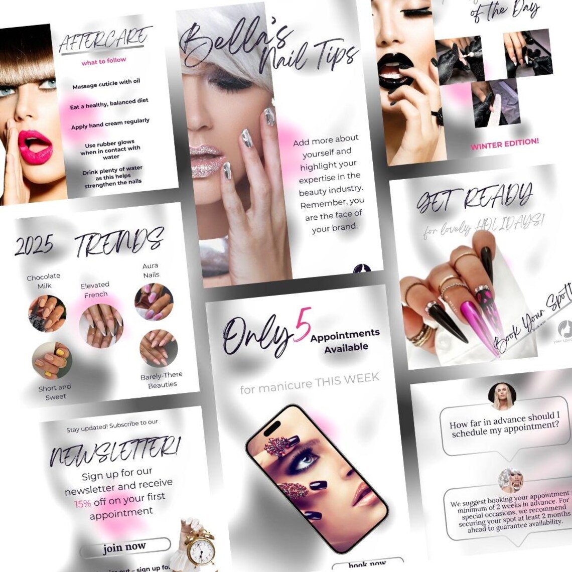 Nail Tech Tips Instagram Templates | Nail Artist Instagram Manicurist ...