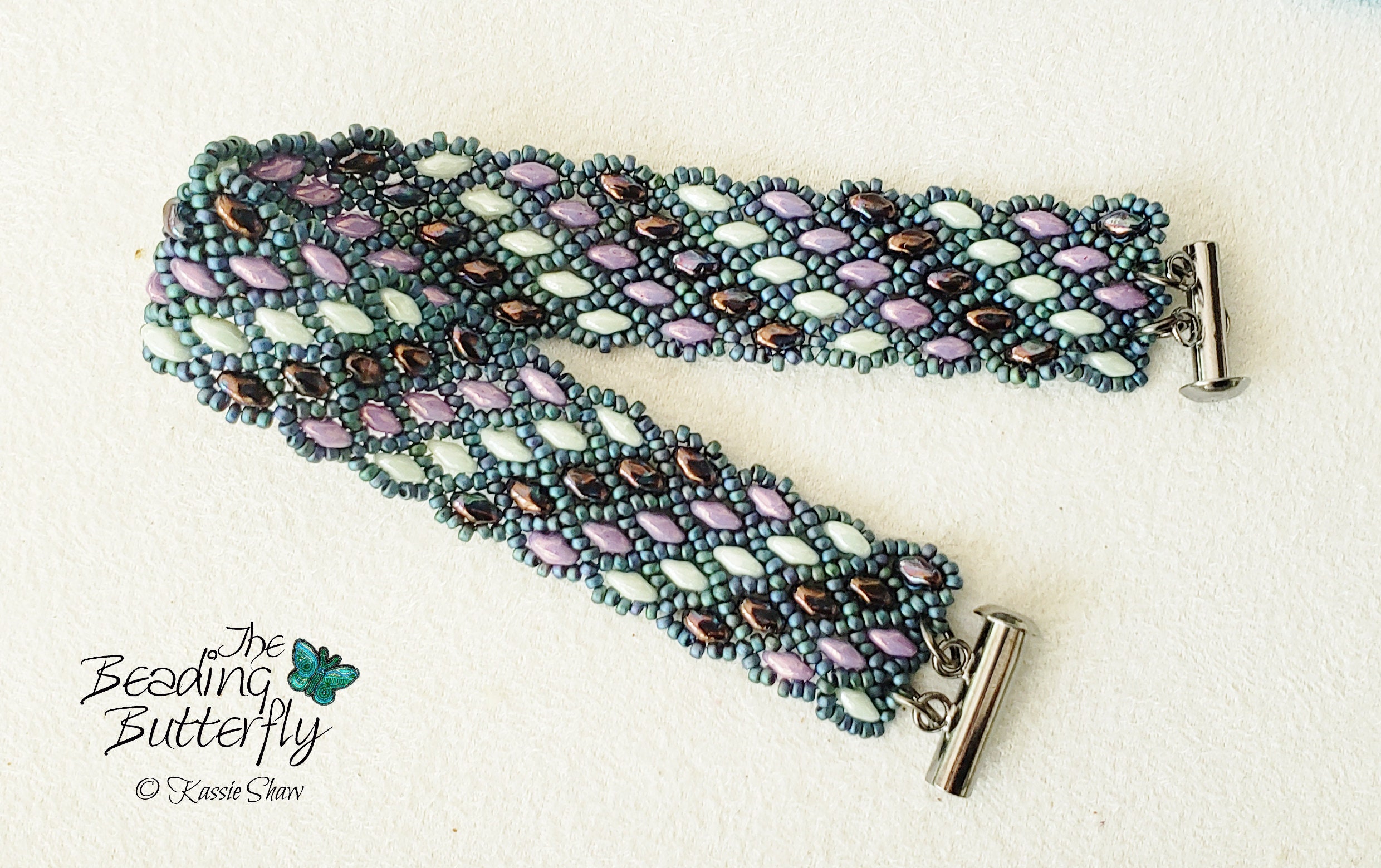 Flat Two-hole Netted Bracelet Tutorial Filled Bead Netting Pattern - Etsy