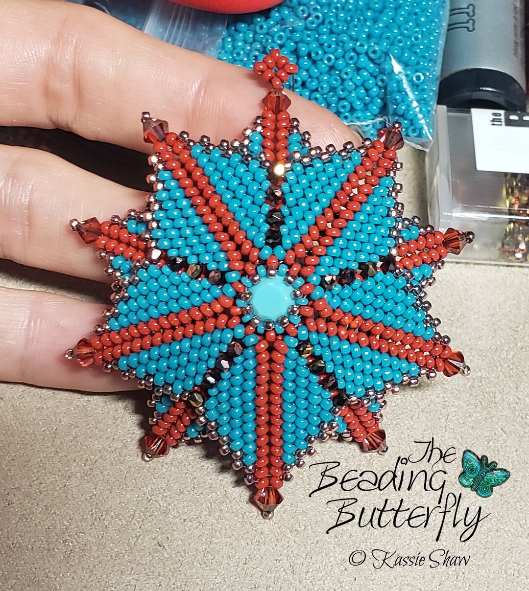 Pinwheel Star Ornament or Pendant Tutorial - Beadweaving Pattern - Etsy