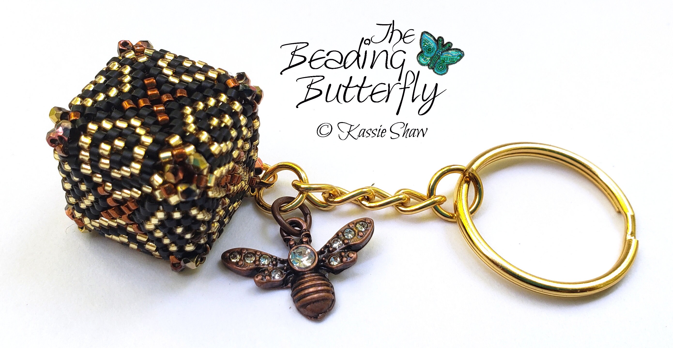 Cube Keychain Tutorial - 3D Peyote Set of 4 (solid, Flower Patch ...