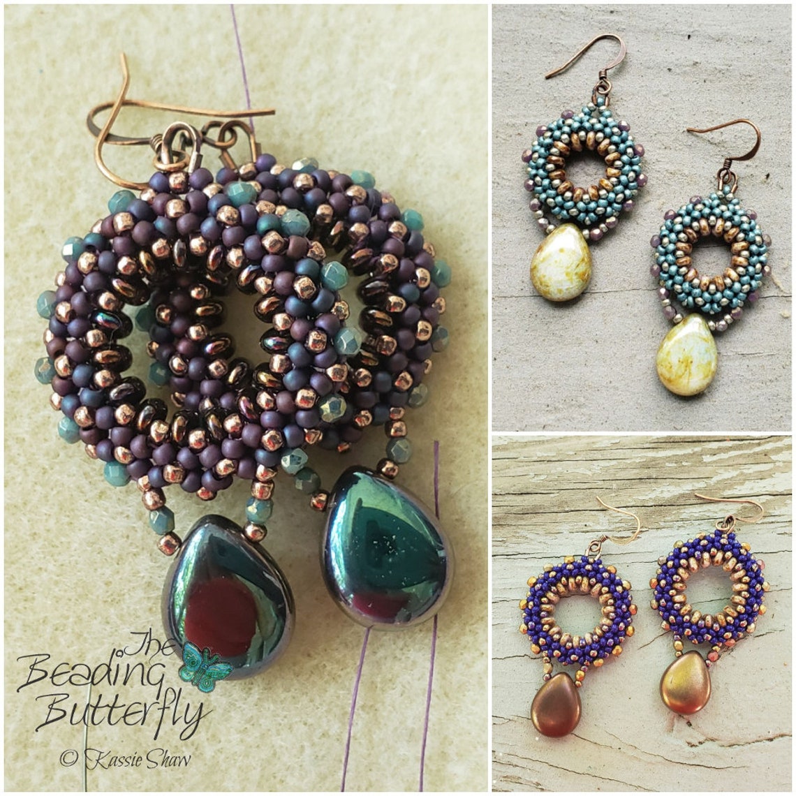 Duo Drops Earrings Tutorial - Double RAW (DRAW) Pattern for Seed Beads ...