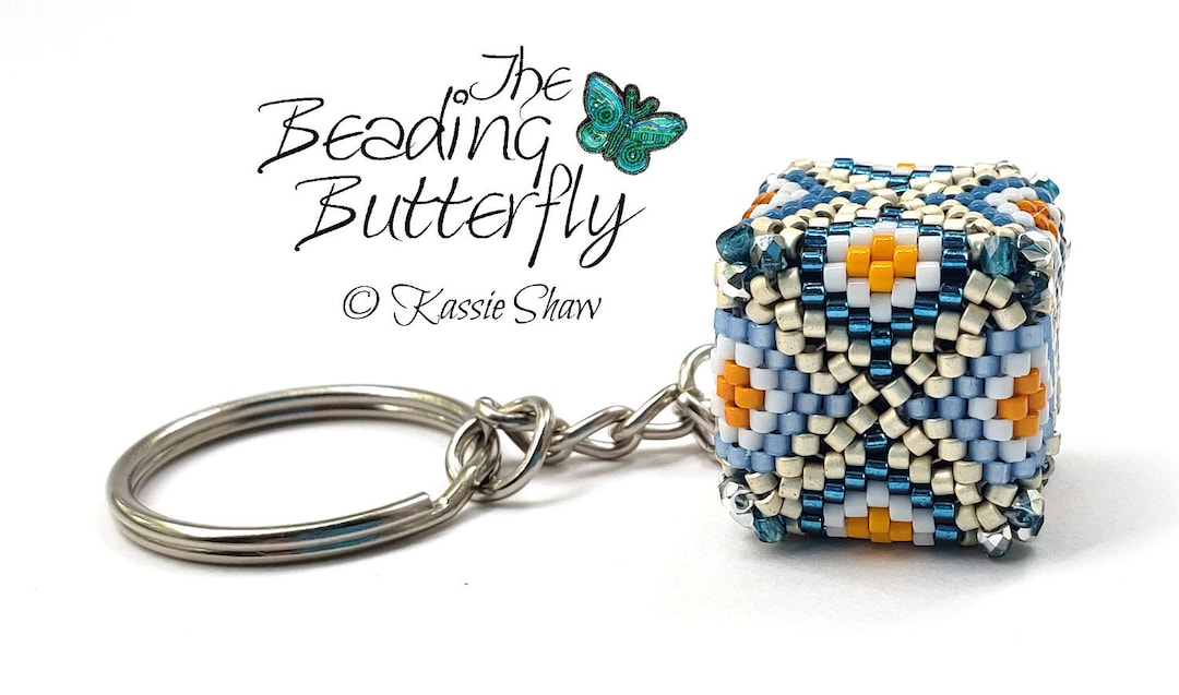Flower Patch Cube Keychain Tutorial - 3D Peyote - Etsy