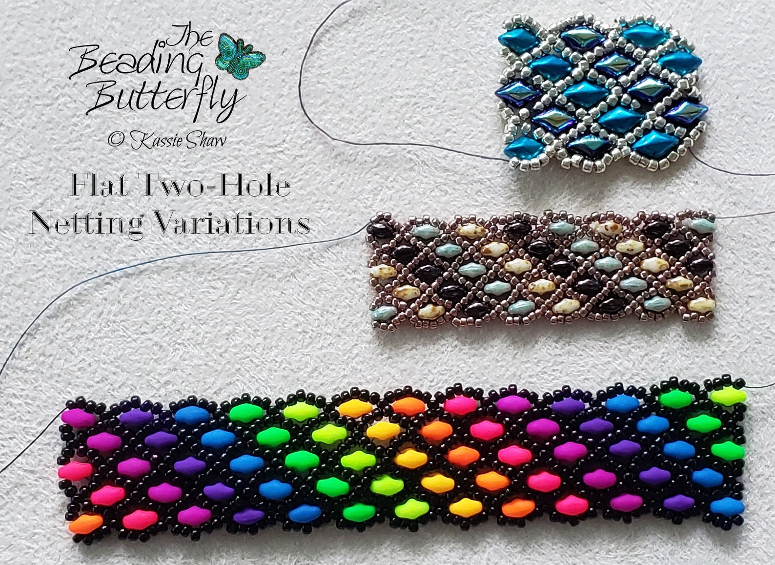 Flat Two-hole Netted Bracelet Tutorial Filled Bead Netting Pattern - Etsy