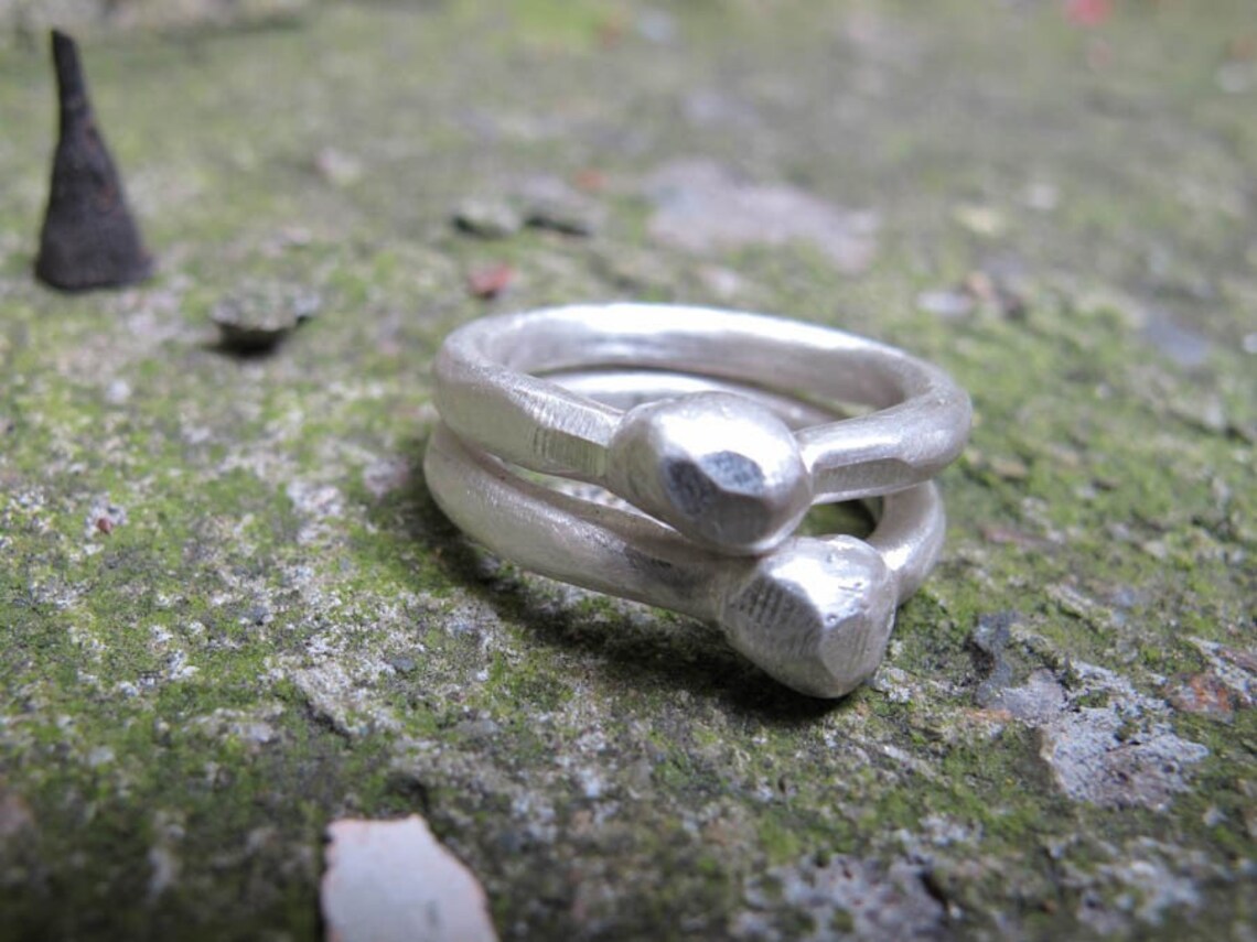 Pure Silver Organic Chunky Rings - Etsy