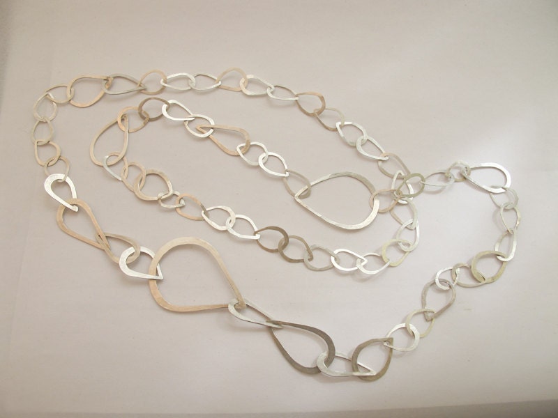 Teardrop Link Hammered Necklace / Chain - Etsy