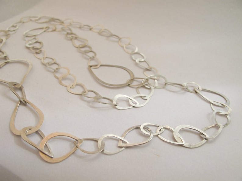 Teardrop Link Hammered Necklace / Chain - Etsy