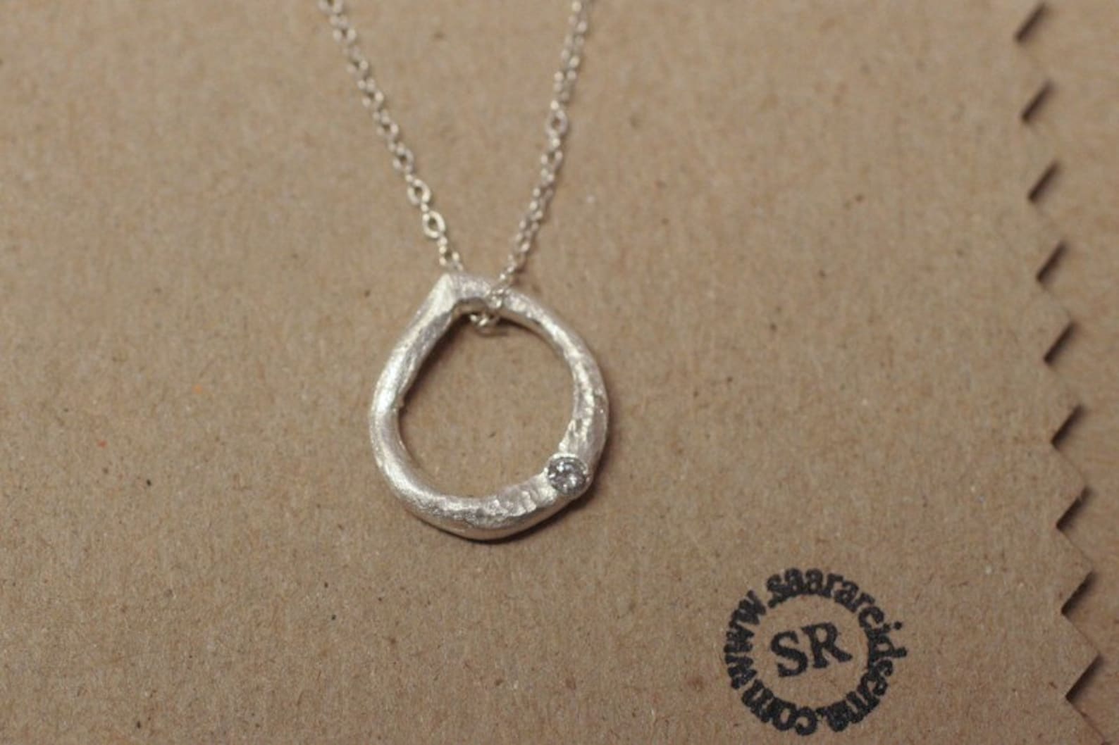 Floating Teardrop / Pure Silver and Diamond Pendant - Etsy