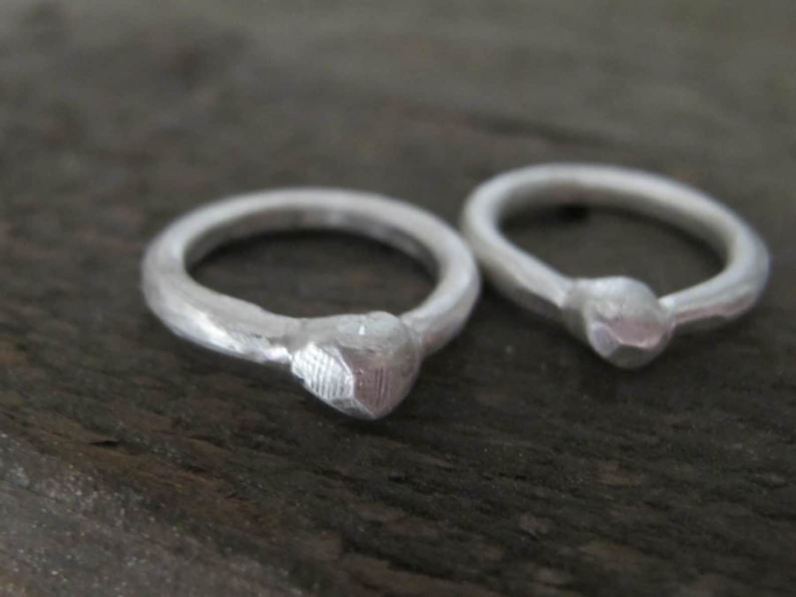 Pure Silver Organic Chunky Rings - Etsy