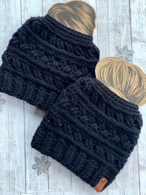 Sweeney Beanie Messy Bun Hat Messy Bun Beanie Crochet Hat | Etsy