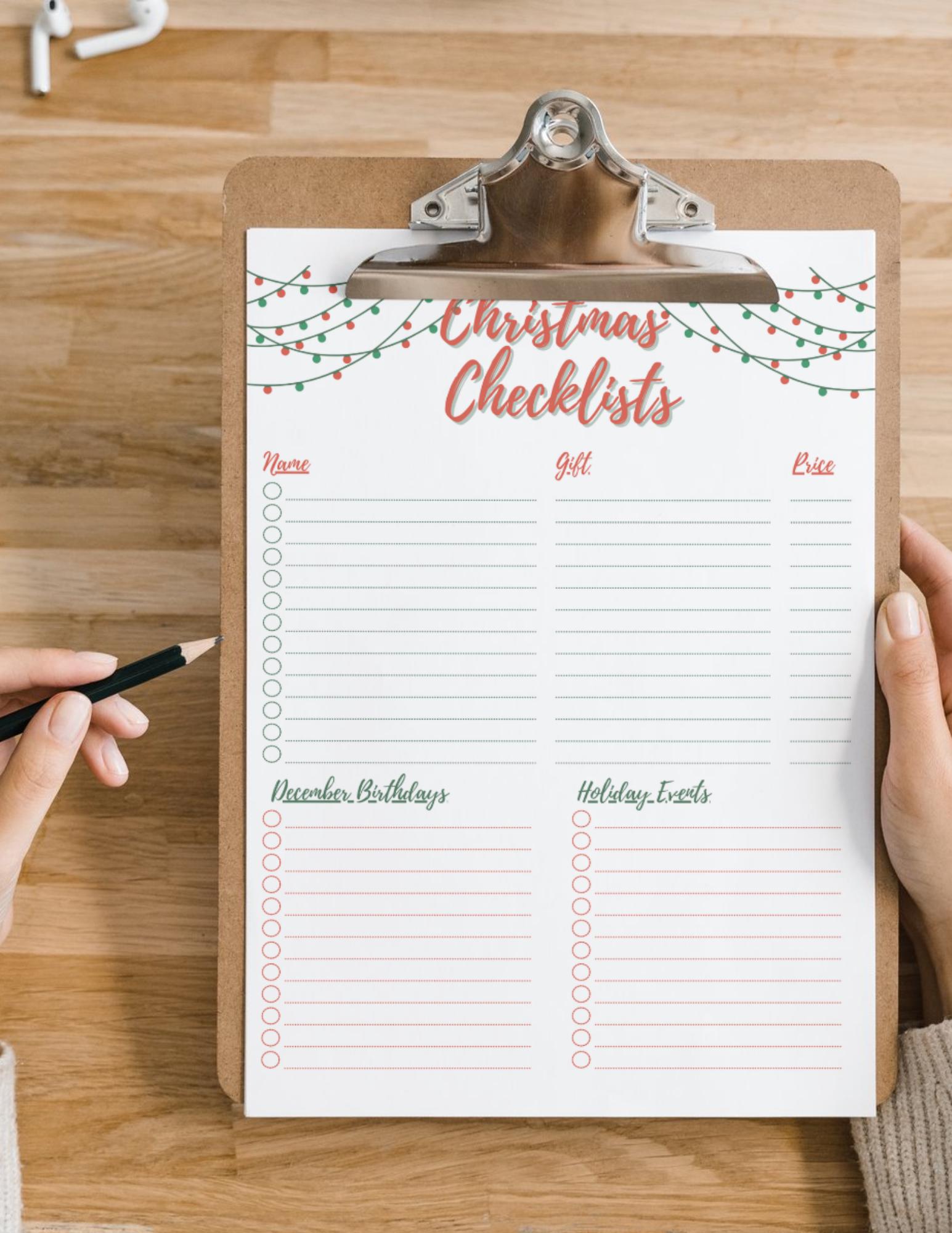 Printable Christmas Checklist, Christmas Gift List, Holiday ...