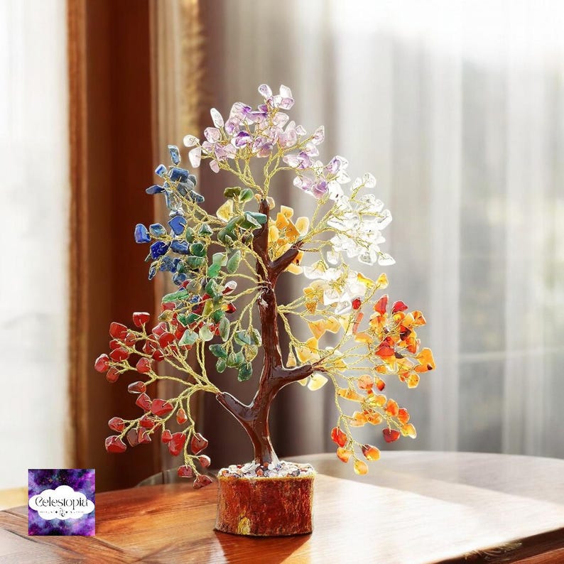 7 Chakra Tree of Life Crystal Gemstone Tree Healing Energy Stone Bonsai ...
