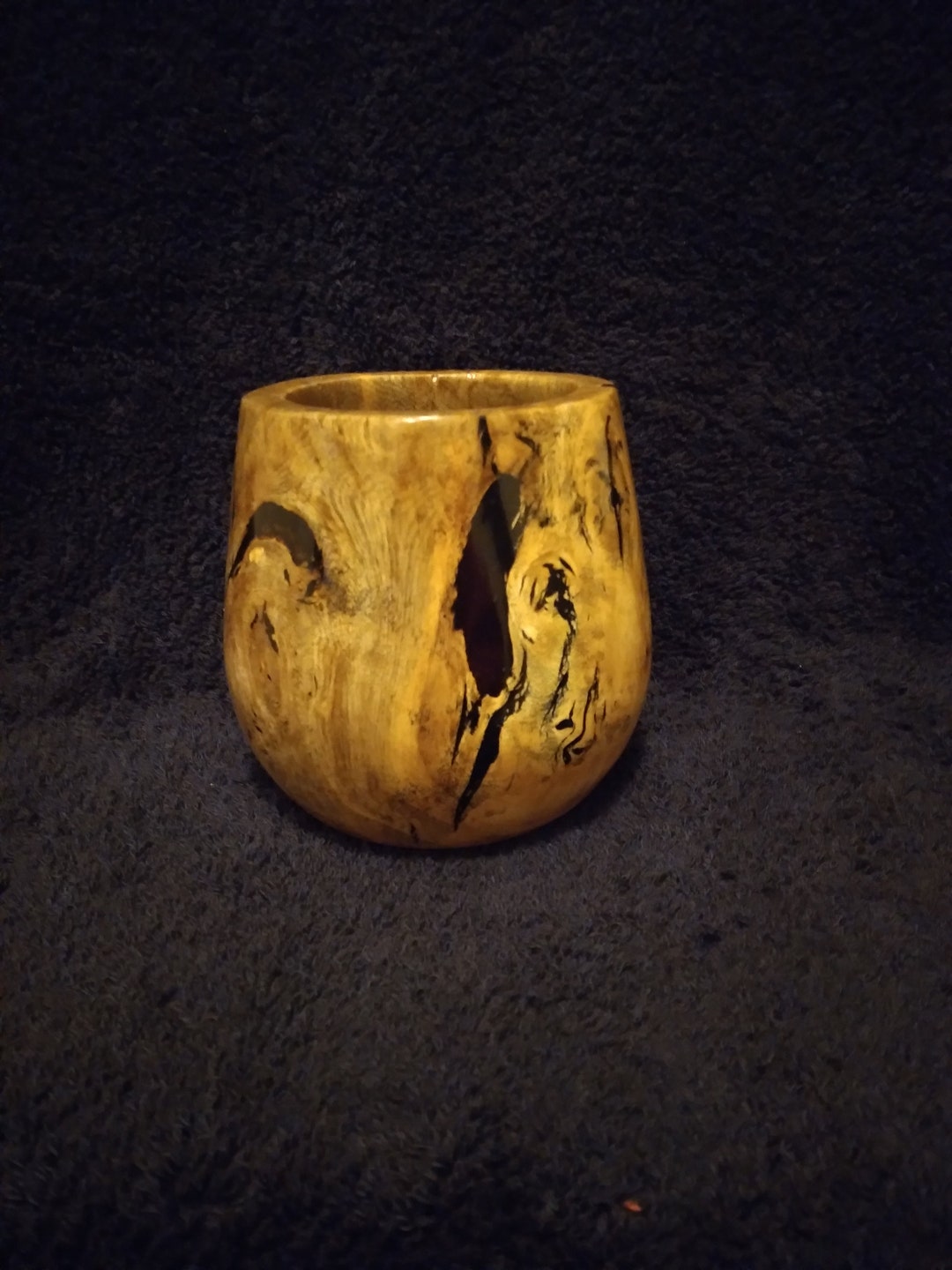 Hand Turned Holly Vessel With Black Epoxy - Etsy