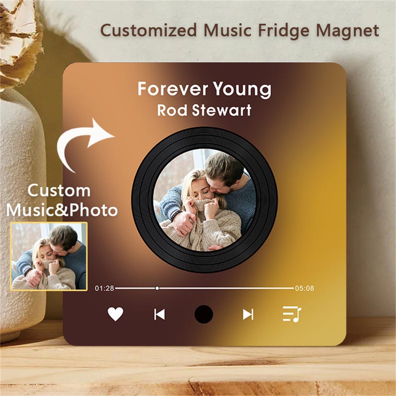 Custom Music Fridge Magnet, Personalized Photo & Music Refrigerator ...