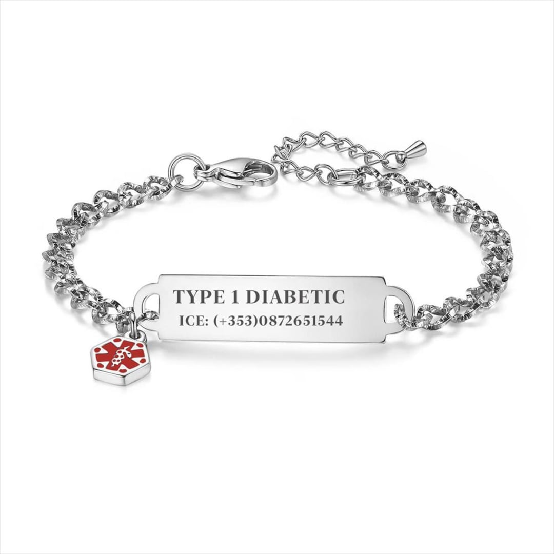 Custom Engraved Medical Alert Bracelet, Hypoallergenic Emergency ID ...