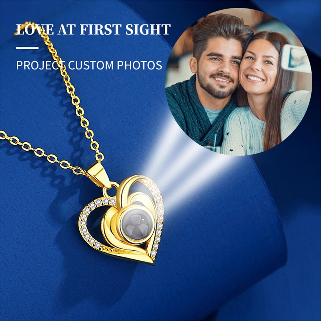 Personalized Custom Photo Projection Necklace, Heart Shape Pattern ...