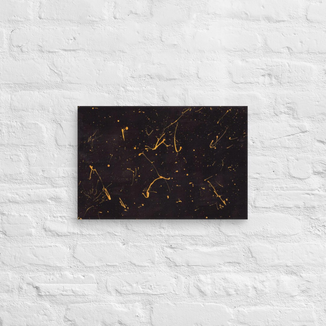 Black and Gold Splatter Texture Canvas Print 18x12 Inch Dramatic Wall ...