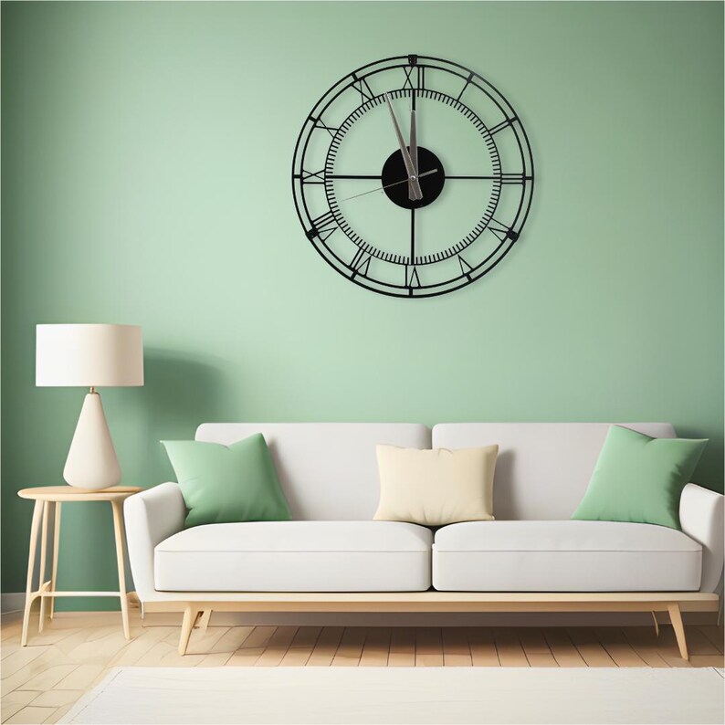 Minimalist Large Wall Clock Geometric Metal Wall Clock Unique Wall ...