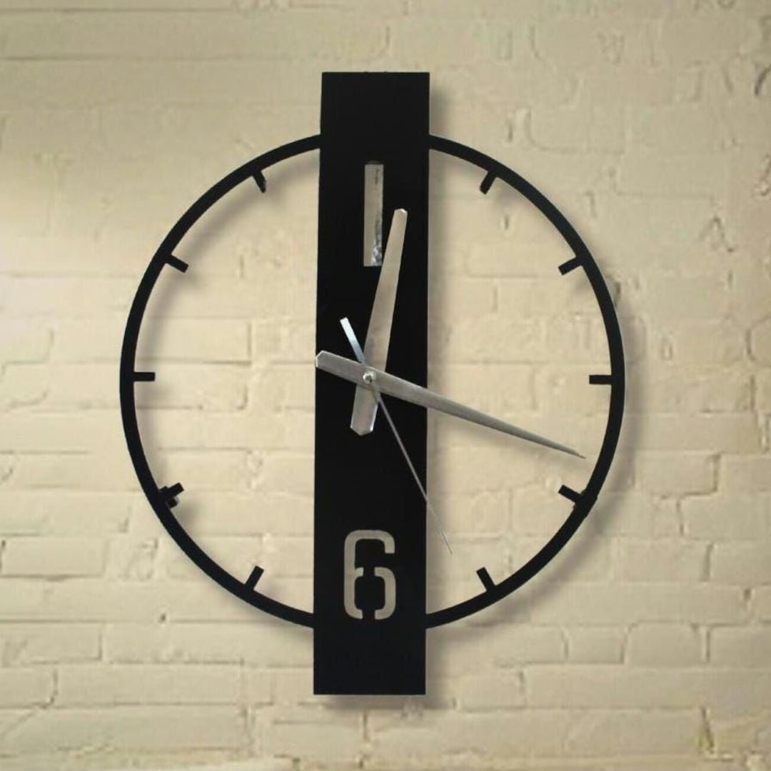 Modern Black Wall Clock | Silent Metal Design | Unique Style, Wall ...
