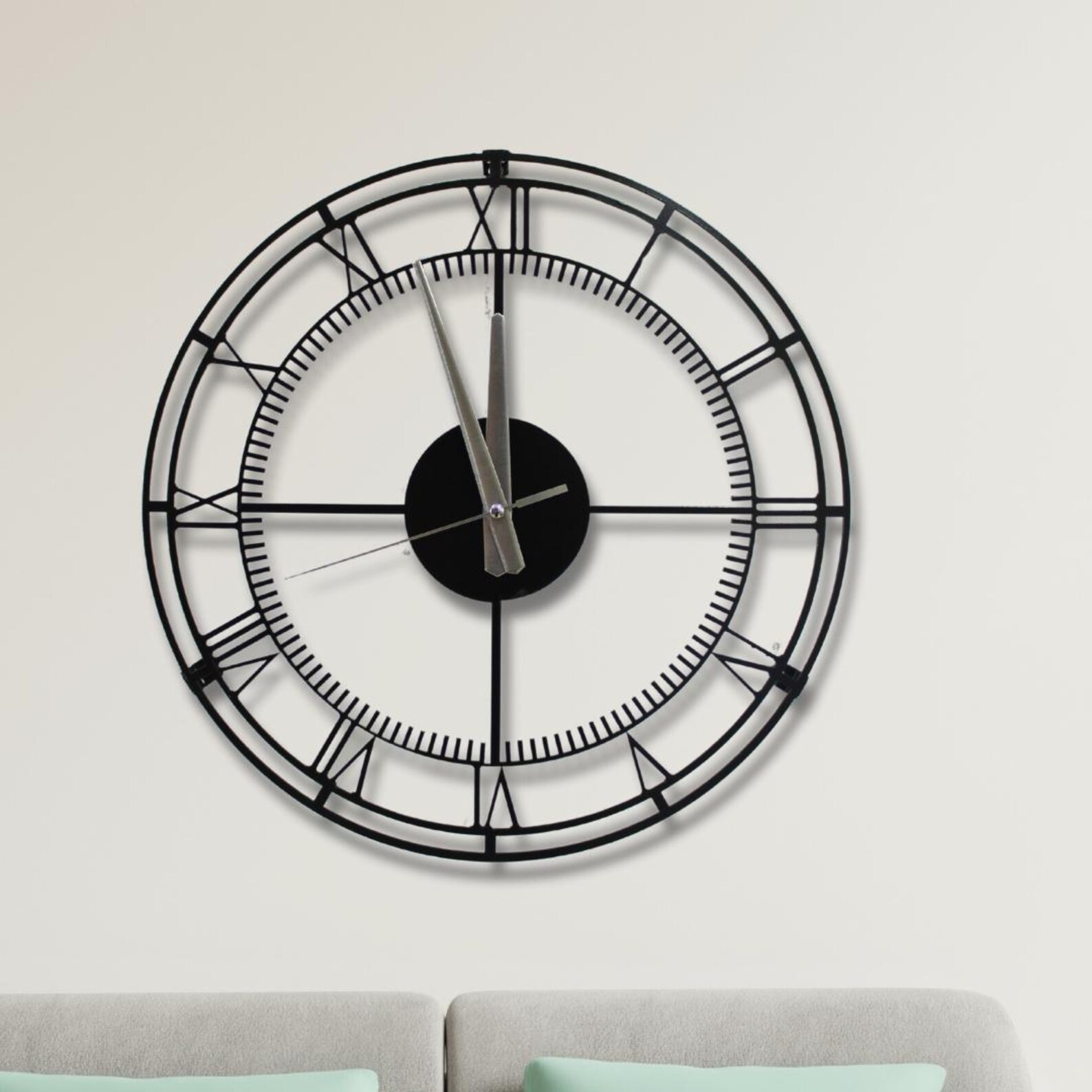 Minimalist Large Wall Clock Geometric Metal Wall Clock Unique Wall ...