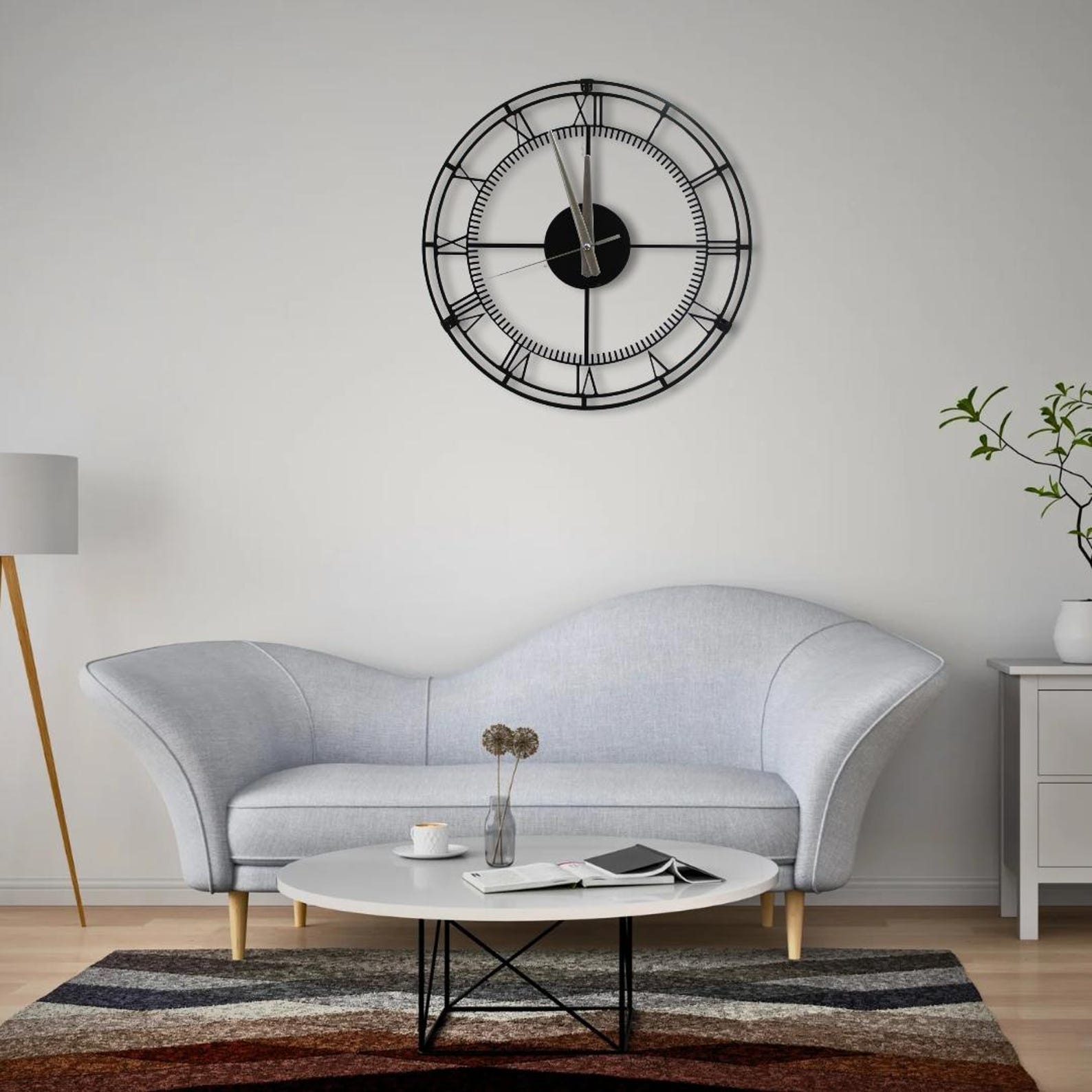 Minimalist Large Wall Clock Geometric Metal Wall Clock Unique Wall ...