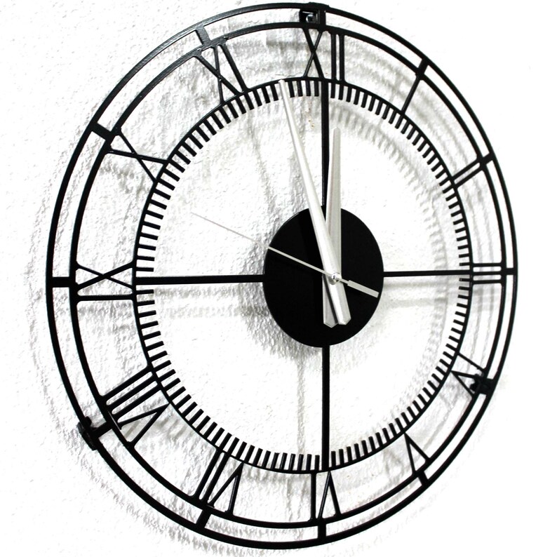 Minimalist Large Wall Clock Geometric Metal Wall Clock Unique Wall ...