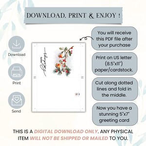 Set of 6 Printable Christmas Greeting Cards, Merry Christmas, Printable ...