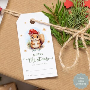 Set of 6 Printable Christmas Gift Tags, Merry Christmas Holiday Tags ...