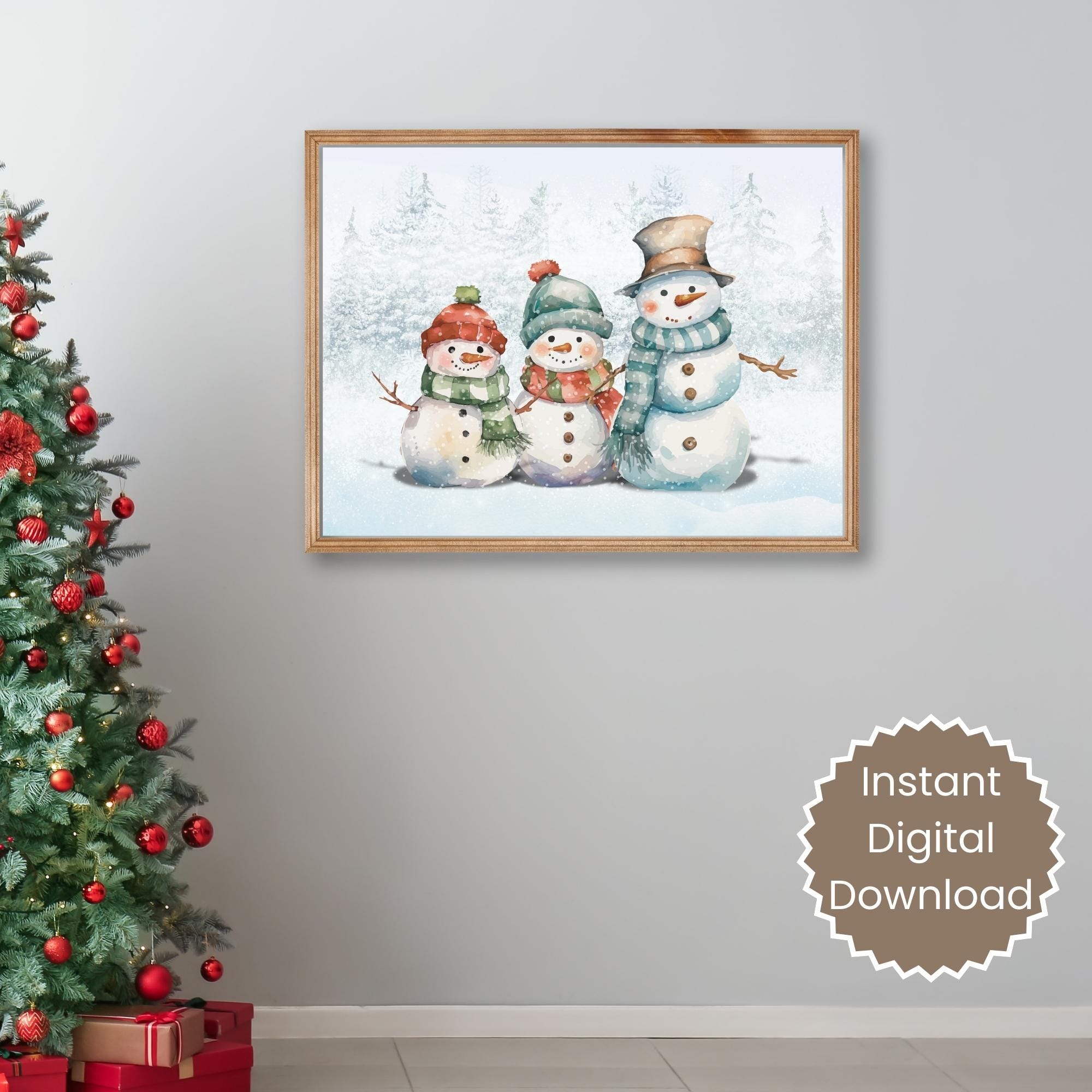 Printable Christmas Wall Art | Snowman Family Wall Art | Printable ...