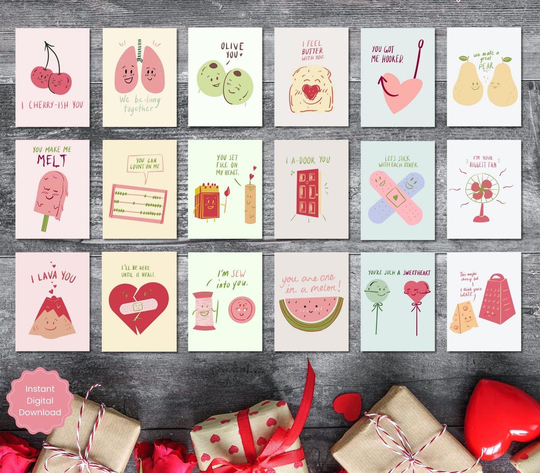 Funny Pun Cards: Quirky Love Notes, Classroom Exchanges (PDF) - Etsy