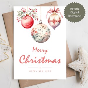 Set of 6 Printable Christmas Greeting Cards, Merry Christmas, Printable ...