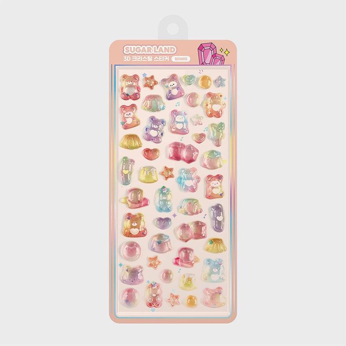 3D Crystal Puffy Sticker Sheet | Kawaii Sugarland Series | Jelly Bear ...