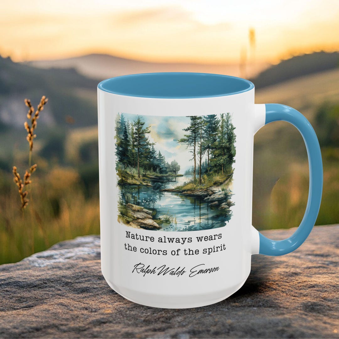 Nature Inspired Colorful Watercolor Forest Coffee Mug Camping Gift for ...