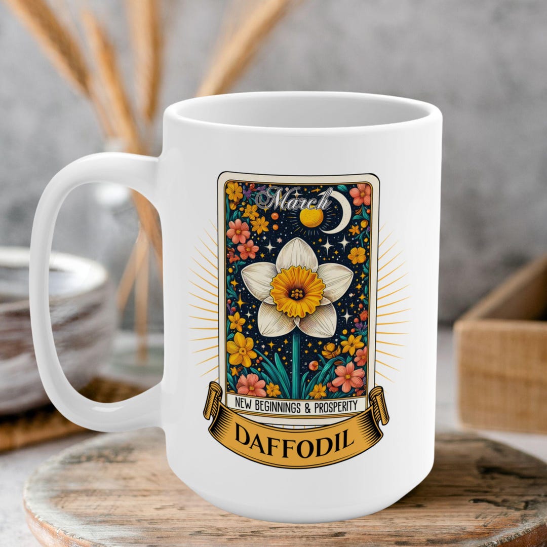 Custom March Birth Flower Daffodil Mug Gift for Her Him, Zodiac ...