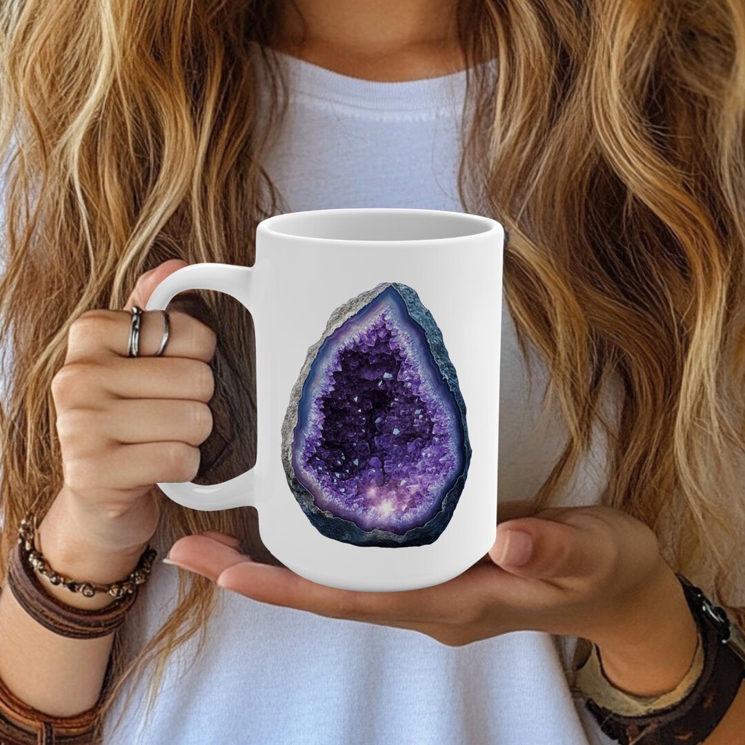 Custom Purple Amethyst Crystal Custom Coffee Mug Gift for Her Him ...