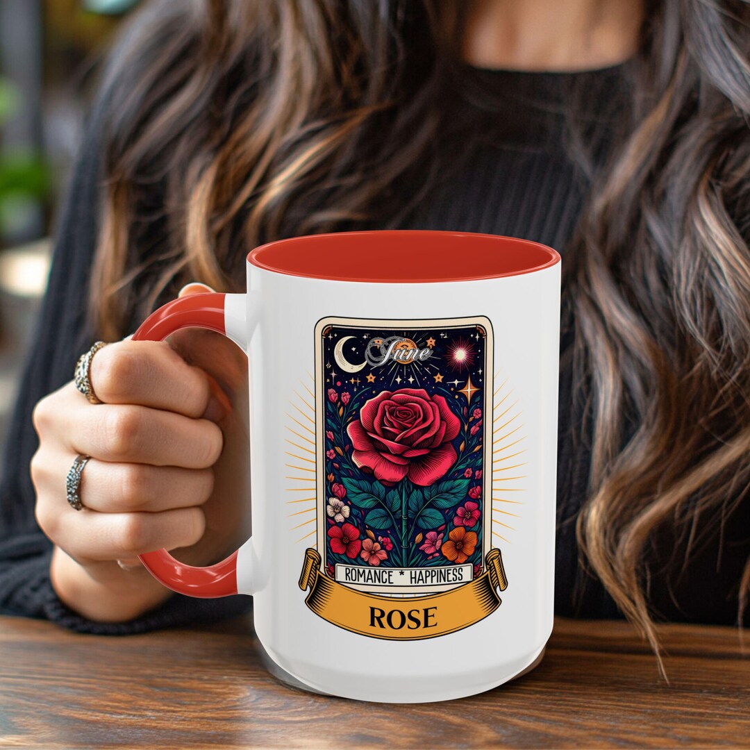 June Birth Flower Rose Mug Gift for Her Him, Zodiac June Birthday Mug ...