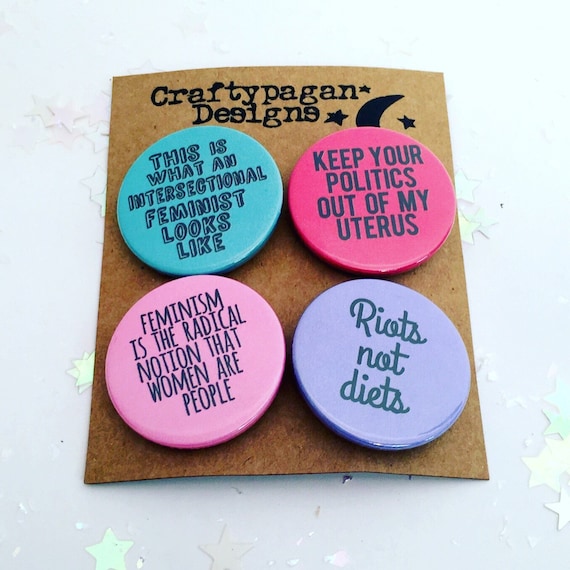 Set of 4 Radical Feminist Pin Badges Gift Set/ Political | Etsy