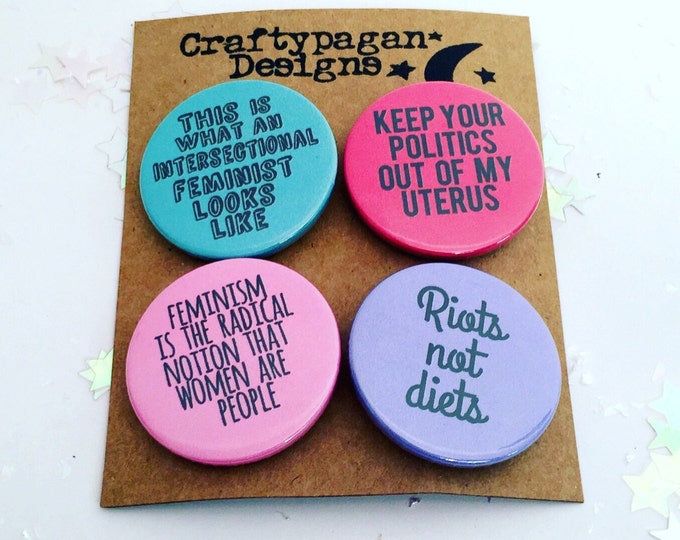 Set of 4 Radical Feminist Pin Badges Gift Set/ Political Feminist ...