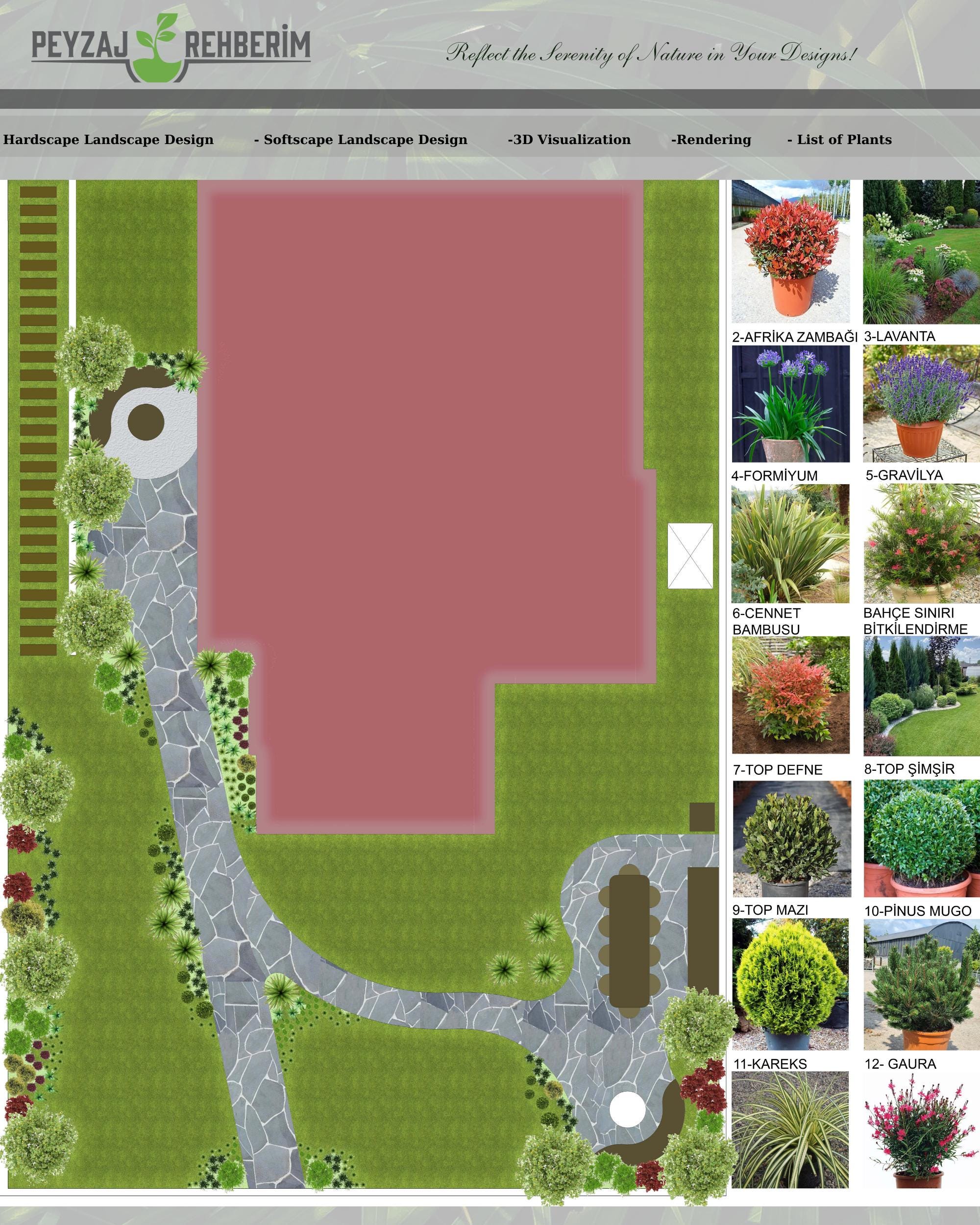 Custom Garden Plan-digital Landscape Design-personalized Photoshop ...