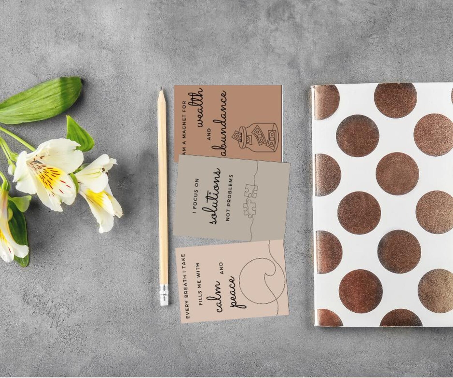 45 Printable Affirmation Cards Deck | Earthy Beige Digital Download ...