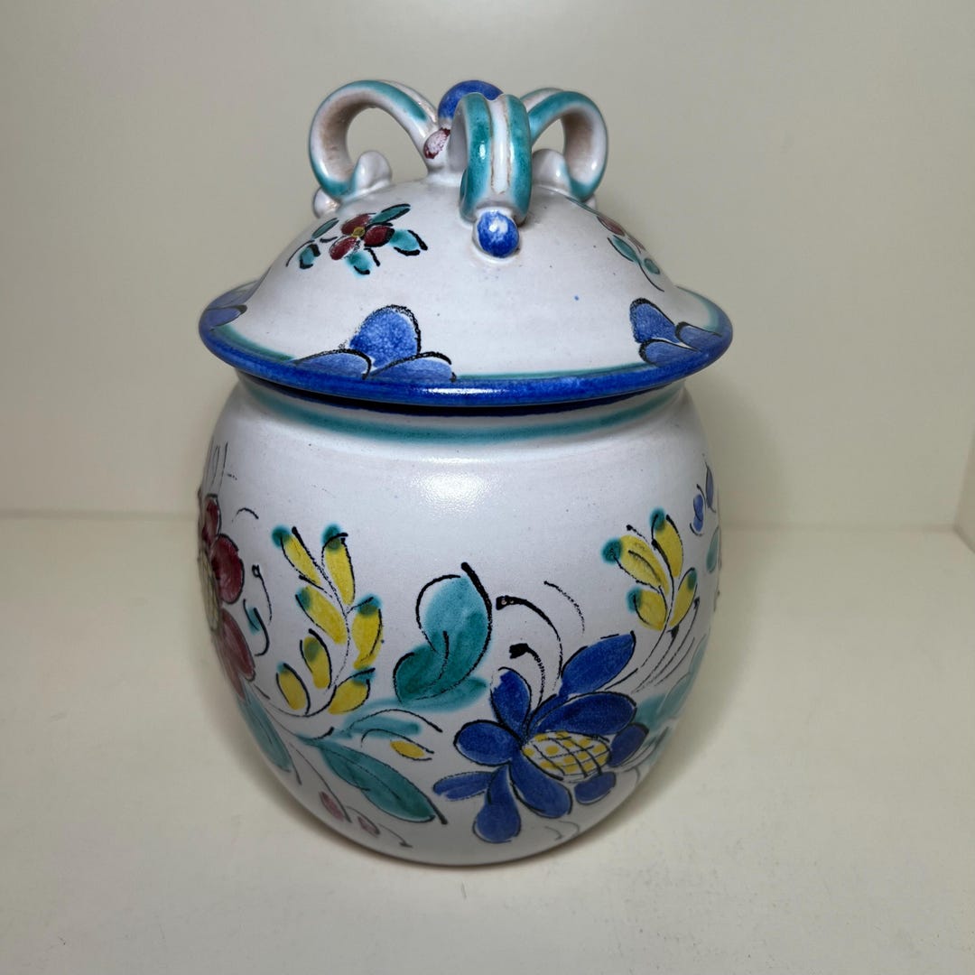 Vintage Handpainted Swiss Studio Pottery Lidded Jar by Adolf Schweizer ...