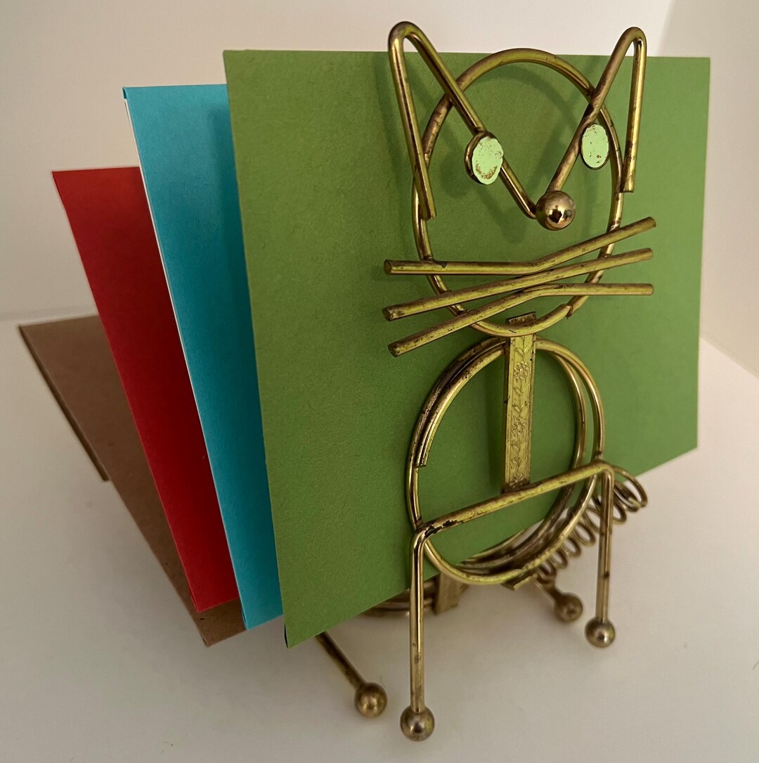 Vintage Coiled Wire Cat Letter/notepad Holder, Metal Mail/desk ...