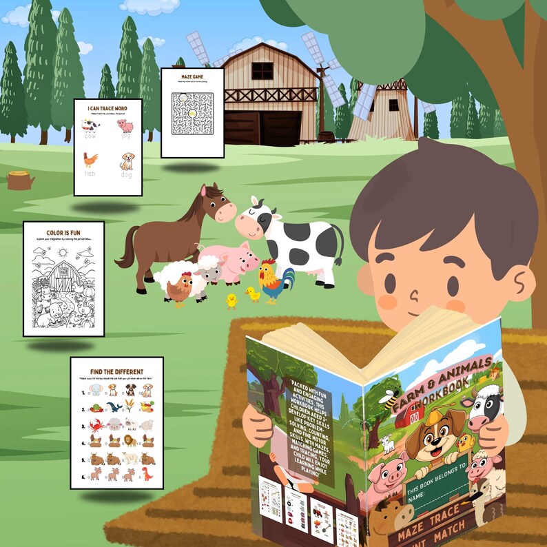 Farm Animals Activity Workbook for Kids, Preschool Learning Printable ...