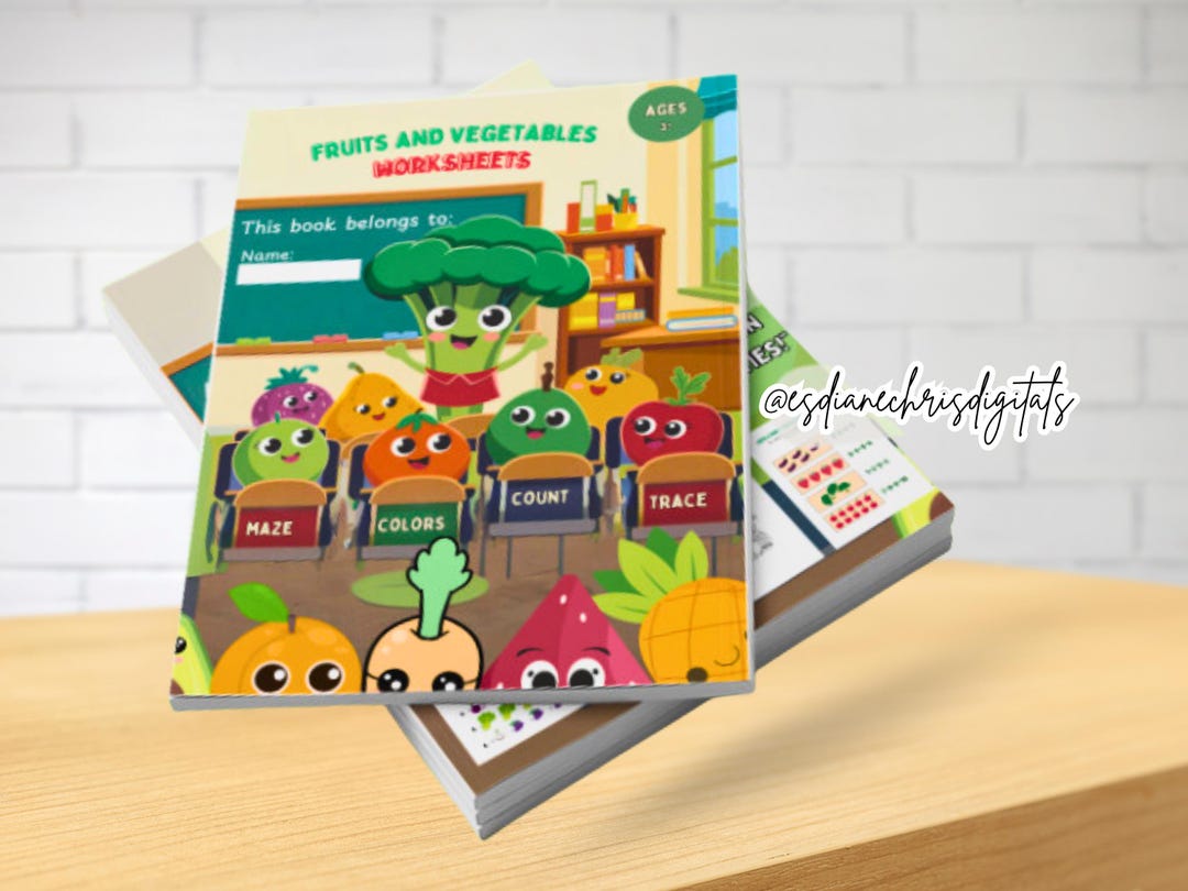 Fruits and Vegetables Workbook Busy Book for Kids Preschool Activity ...