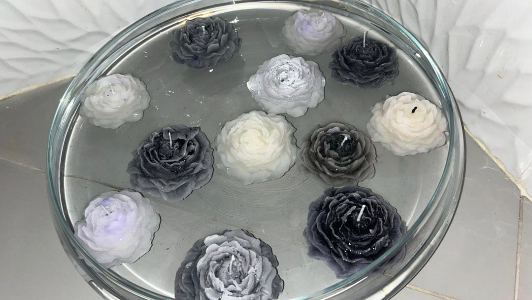 Scented Peony Floating Candles, Personalized Flower Candle, Rose Candle ...