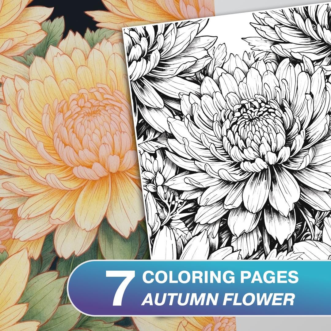 Fall Flowers Coloring Sheets for Relaxation. 7 Autumn Floral Coloring ...