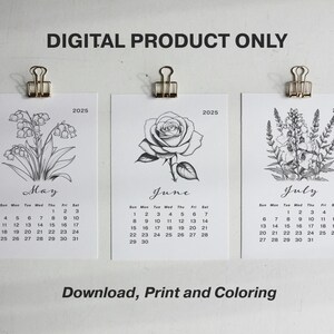 2025 Flower Coloring Calendar | Monthly Printable | 12 Pages to Color ...