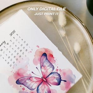 2025 Butterfly Calendar: Watercolor Monthly Cards (5x7 Inch) (digital ...