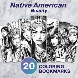 Bookmark With Native American Indian Woman. 20 Printable Unique ...