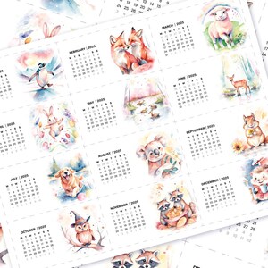 Mini Monthly 2025 Calendar With Cute Season Animals Design 12 Monthly ...